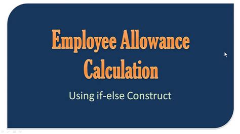 Employee Allowance Calculation Java Program Using If Else Construct Icse Youtube