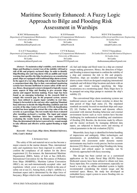 Pdf Maritime Security Enhanced A Fuzzy Logic Approach To Bilge And Flooding Risk Assessment