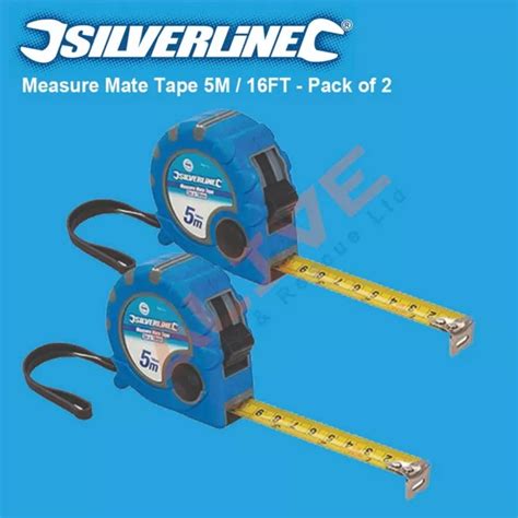 Silverline Measure Mate Tape 5m 16ft Imperial Metric Scale Dual Lock