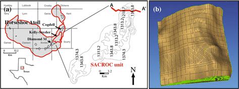 A Location Of Sacroc Unit And Structural Contour Map Of Top Of Download Scientific Diagram