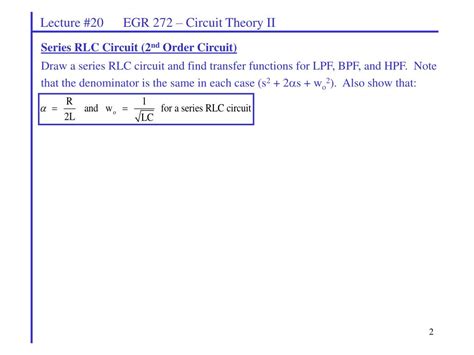 ppt lecture 20 egr 272 circuit theory ii powerpoint presentation