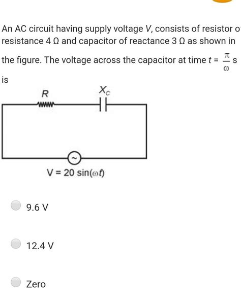 Answered An Ac Circuit Having Supply Voltage V Consists Of Resistor