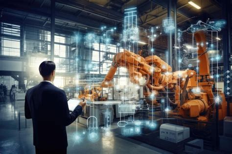 Концепция промышленных технологий и автоматизации машинное обучение и генеративный искусственный