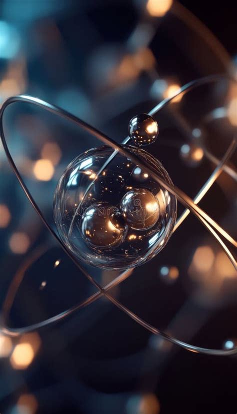 Close Up Artistic Representation Of An Atom Highlighting Nucleus And