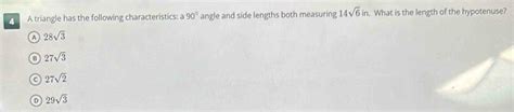 solved a triangle has the following characteristics a 90° angle and