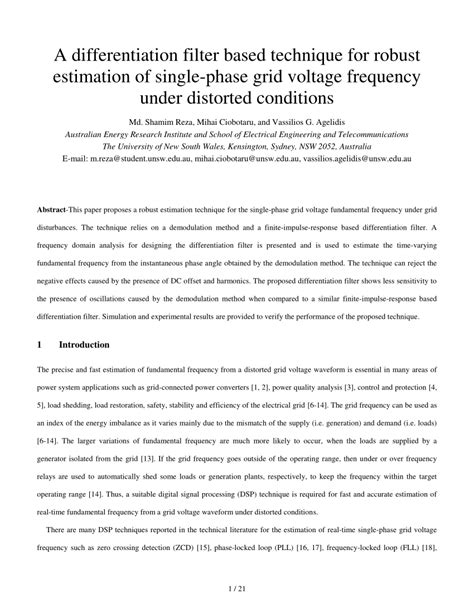 pdf differentiation filter based technique for robust estimation of