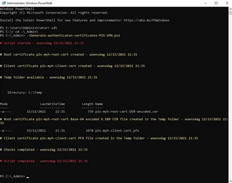 Powershell Script Generate A Self Signed Root Certificate And Client