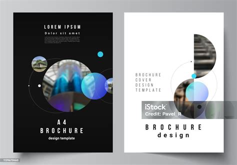 A4 형식의 벡터 레이아웃 브로셔 전단지 소책자를 위한 현대적인 커버 모의 광고 디자인 템플릿 심플한 디자인의 미래형 컨셉 행성 및 별을 형성 동그라미와 창조적 인 배경 0