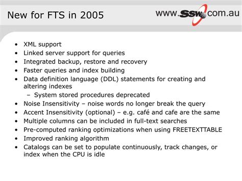 PPT SQL Server Full Text Search Using Full Text Search In SQL Server 2005 PowerPoint