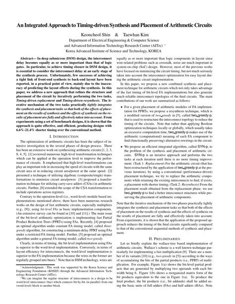 pdf an integrated approach to timing driven synthesis and placement