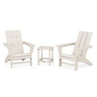 Polywood Modern 3 Piece Adirondack Set W Long Island 18 Inch Side Tabl