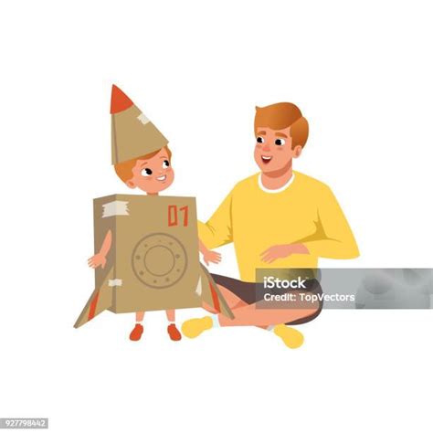 아빠와 함께 즐기는 시간을 아버지를 사랑 하 종이 비행기 노는 그의 작은 아들 흰색 배경에 그림을 벡터 가족에 대한 스톡 벡터