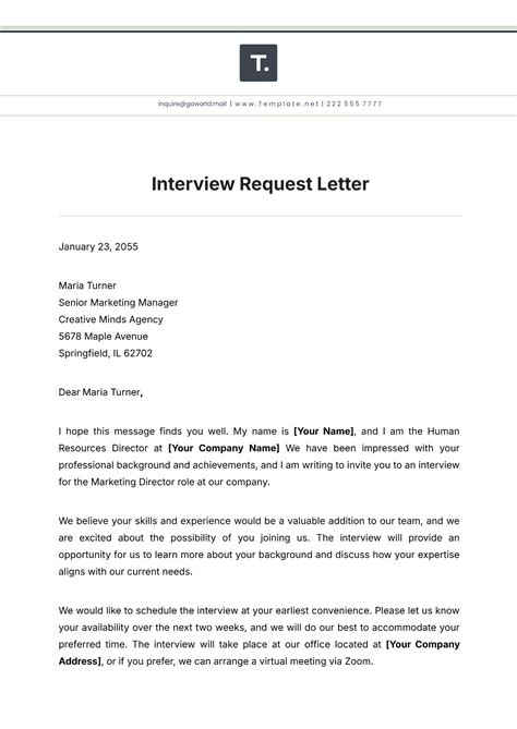 Free Interview Request Letter Template To Edit Online