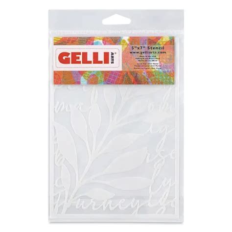gelli arts stencil leaves script 5 x 7 blick art materials