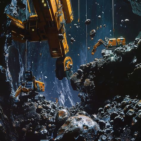 Realistic Asteroid Mining Operation In Deep Space Premium Ai Generated Image