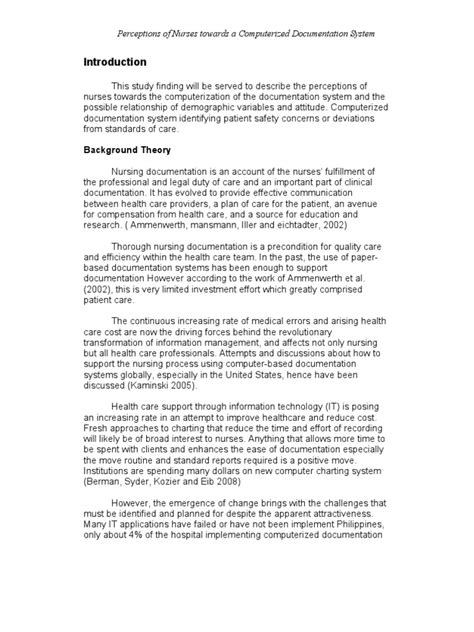 perceptions of nurses towards the adoption of a computerized