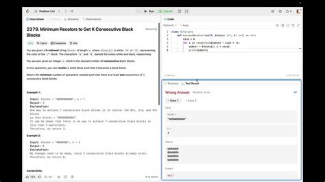 Minimum Recolors To Get K Consecutive Black Boxes Youtube