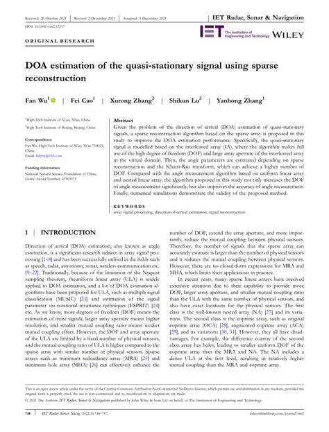 pdf doa estimation of the quasi‐stationary signal using sparse