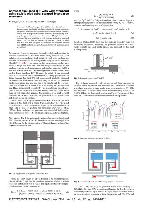 Pdf Compact Dual Band Bandpass Filter With Wide Stopband Using Stub