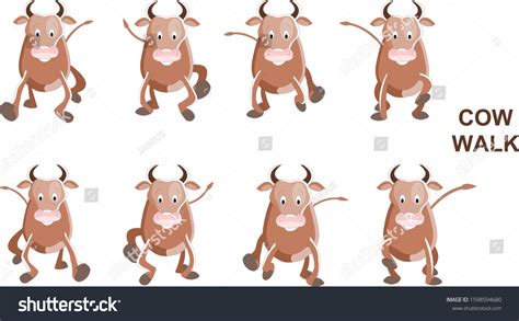 cartoon cow walk cycle frames animation image vectorielle de stock