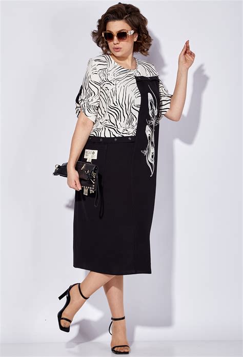 Платье ТЕЛЛУРА Л 1733 чёрно молочный