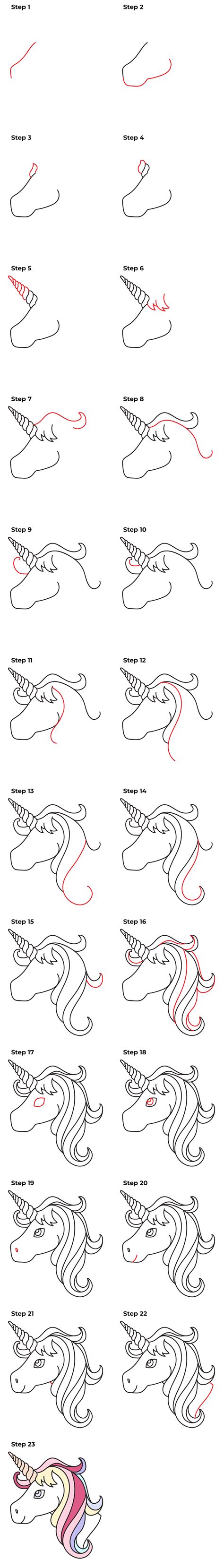 How To Draw Unicorn Head Step By Step