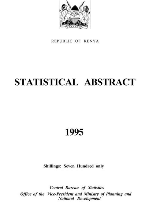1995 Statistical Abstract Kenya National Bureau Of Statistics
