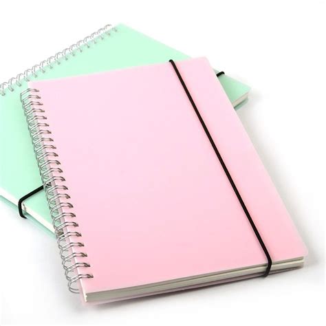 Pink Spiral Bound Notebook With Pen PP Hardcover Banded A5 College Ruled Book