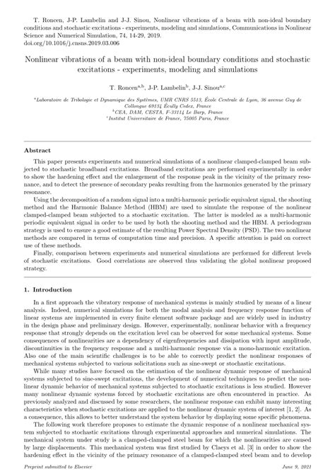 Pdf Nonlinear Vibrations Of A Beam With Non Ideal Boundary Conditions