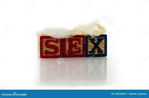 sex education with condom and alphabet blocks stock image image of