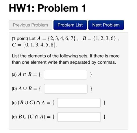 Solved 1 Point Let A {2 3 4 6 7} B {1 2 3 6}