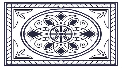 Rectangular Ornate Pattern With Oval Frame And Floral Motif Vector Design Generative Ai Stock