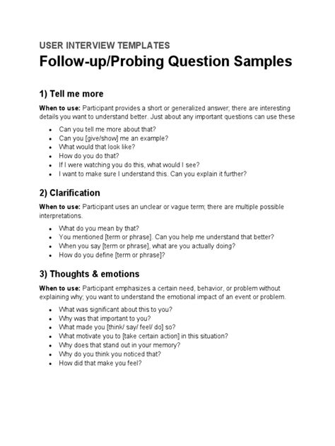 Userinterviewprobesfollow Upquestions Pdf