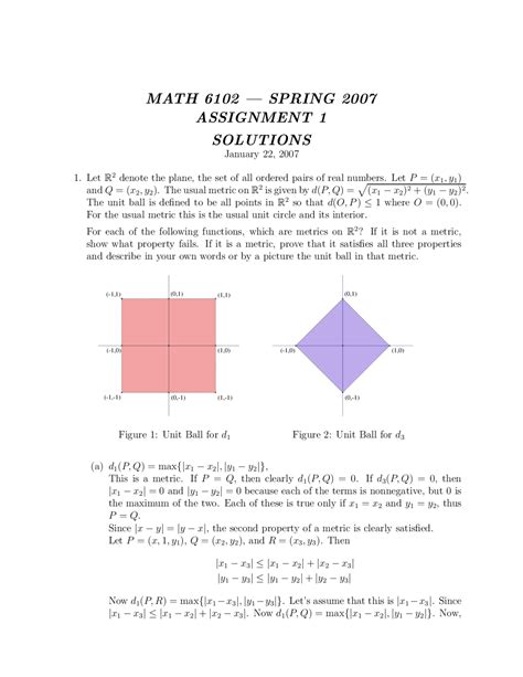 Assignment 1 Solutions Calculus From An Advanced Viewpoint Math 6102 Docsity