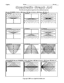 Graphing Quadratic Equations Worksheets By Algebra Funsheets TPT