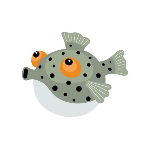 Premium Vector Cute Cartoon Sea Fish Ball Flat Style Illustration