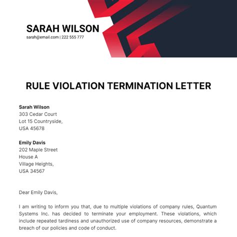 free rule violation termination letter template to edit online