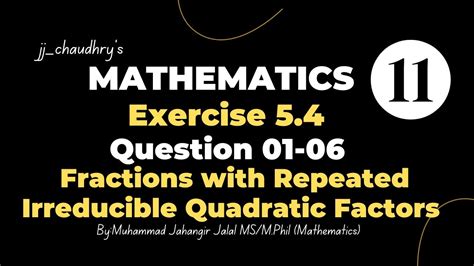 11th Class Math Ch 05 Partial Fractions Exercise 54 Question