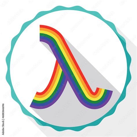 Button With Lambda Symbol In Rainbow Colors For Lgbtiq Rights Vector