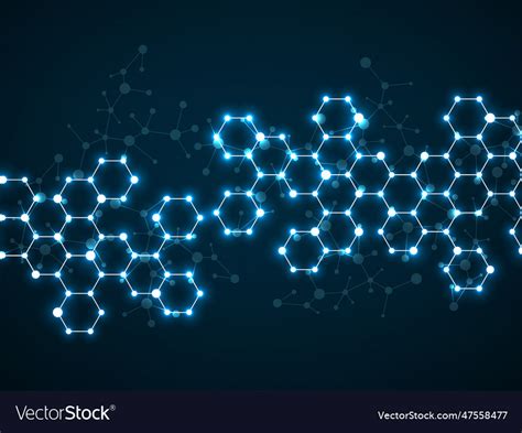 Abstract Hexagonal Molecules Glowing Molecular Vector Image