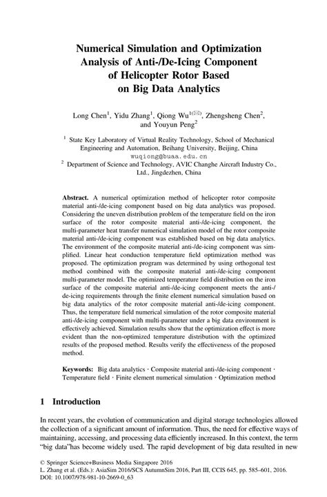 Pdf Numerical Simulation And Optimization Analysis Of Anti De Icing