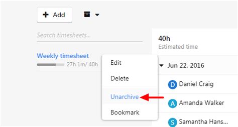 Archiveunarchive Timesheet Proofhub Help And Support