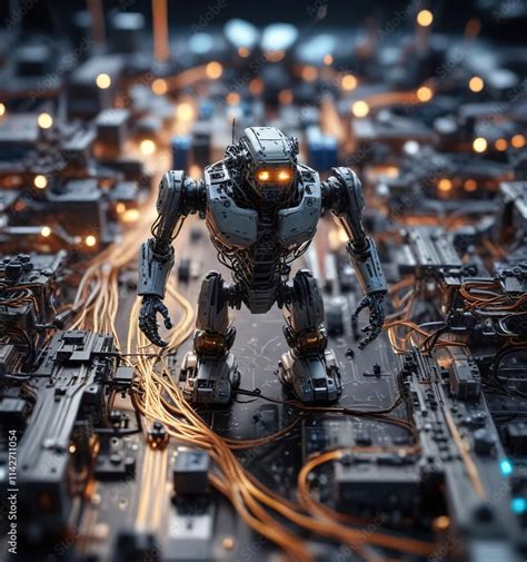 Microscopic Robots Navigating Through A Complex Network Of Circuitry And Wires Artificial