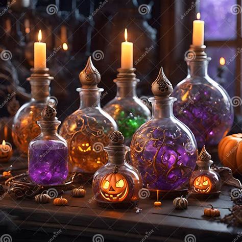 Equipment Used To Make Magic Potions For Witches On Halloween Night