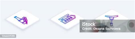 포크에 비문 맥주와 소시지와 거리 간판 등음 라인 맥주 병 거리 간판을 설정합니다 흰색 정사각형 버튼 벡터 0명에 대한 스톡 벡터 아트 및 기타 이미지 Istock