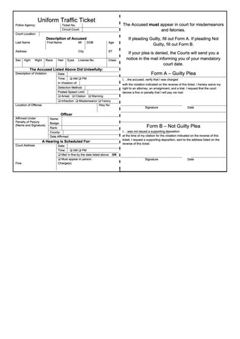 Uniform Traffic Ticket Printable Pdf Download