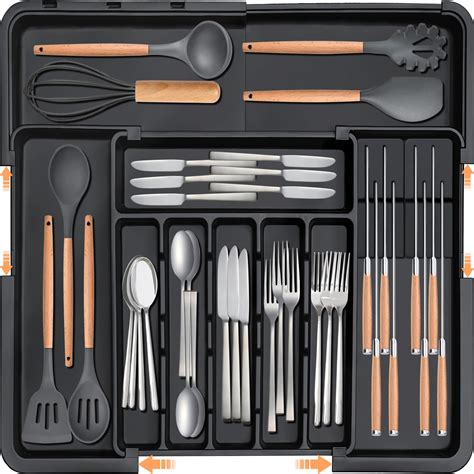 Homecor Silverware Organizer Expandable Large Kitchen Drawer Organizer Utensil Organizer With