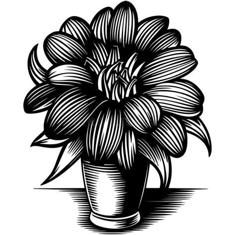 Flower With Vase On The Table Silohutte Vector Stock Vector