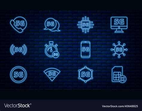 Set Line Sim Card Rejected G Network Processor Vector Image