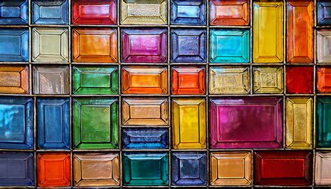 Vibrant Mosaic Of Colorful Glass Rectangles Background Glass Mosaic